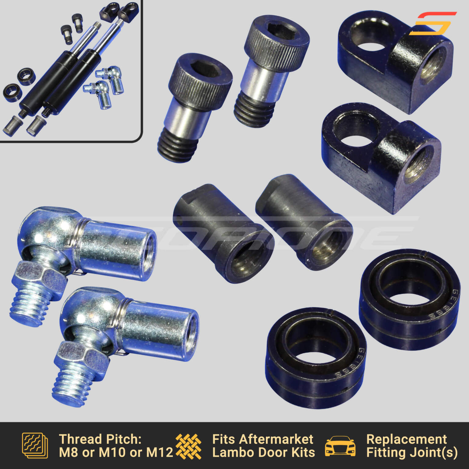 Lambo Vertical Door Kit Replacement Shocks Fittings Ends Joints