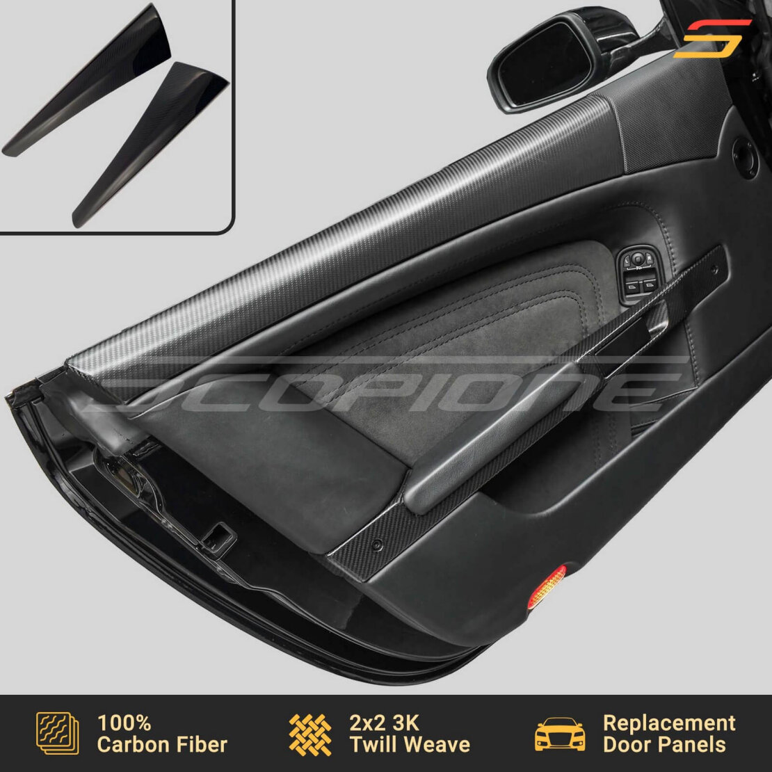 Scopione Carbon Fiber Door Trim Panels for Aston Martin DBS DB9 Virage