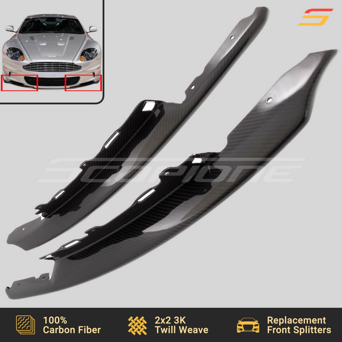 Scopione Carbon Front Bumper Splitters for Aston Martin DBS
