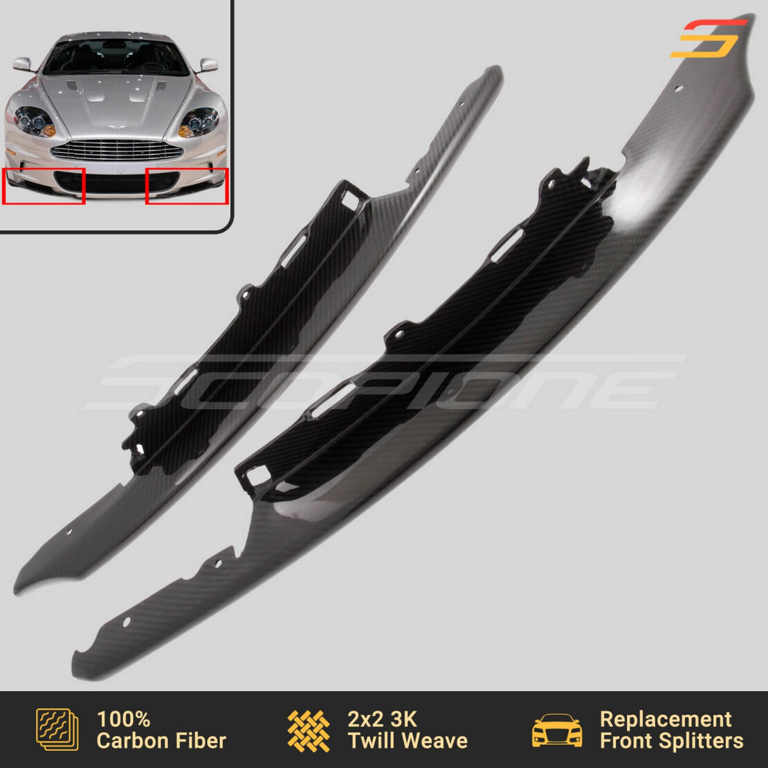 Scopione Carbon Front Bumper Splitters for Aston Martin DBS