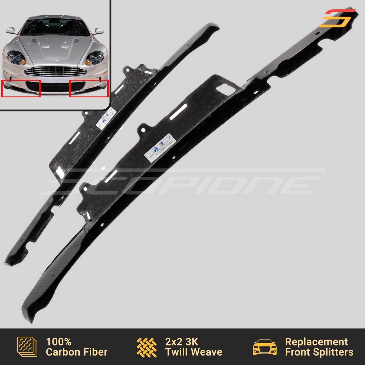 Scopione Carbon Front Bumper Splitters for Aston Martin DBS