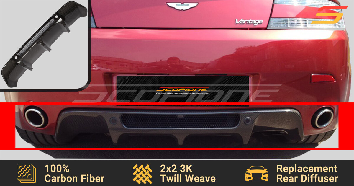 Scopione Carbon Bumper Diffuser: Aston Martin 06-12 V8 Vantage