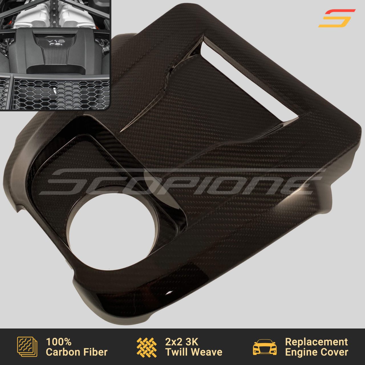 Scopione Carbon Rear Engine Intake Cover for Audi 16-23 R8 V10