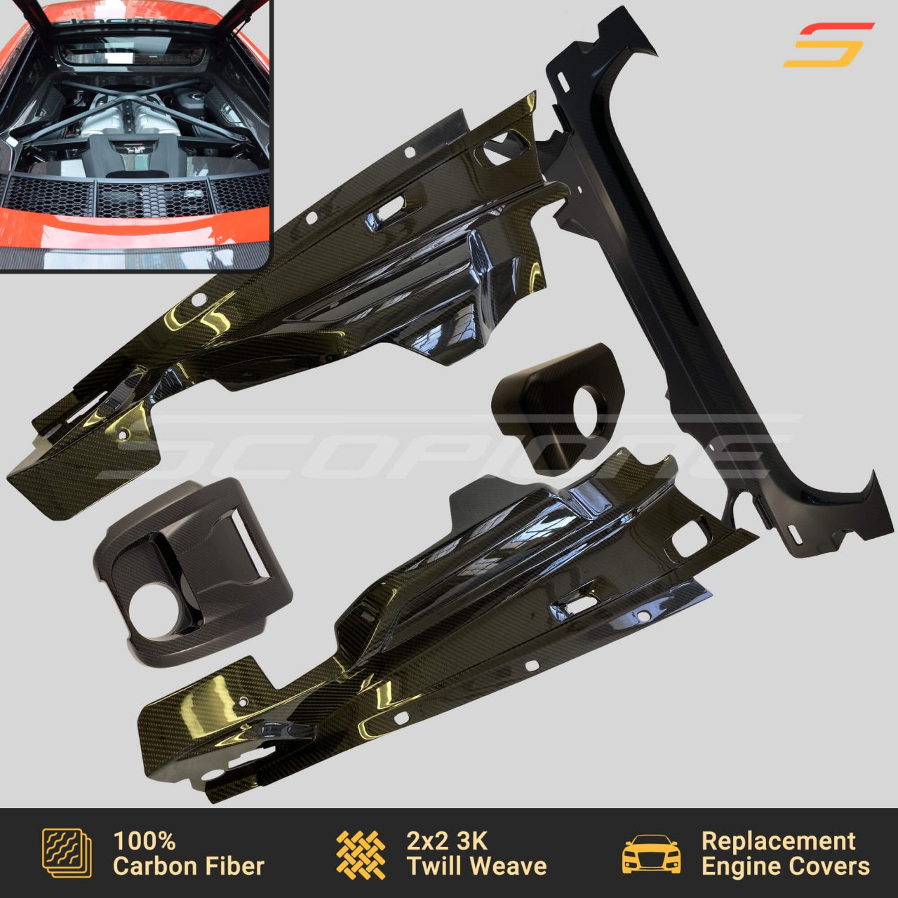 Scopione Carbon Rear Bumper Diffuser for Audi 08-12 R8 V8 4.2L