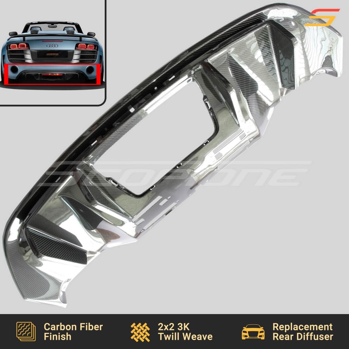 Audi R8 V10 Carbon Fiber Rear Diffuser – Performance Upgrade | Scopione