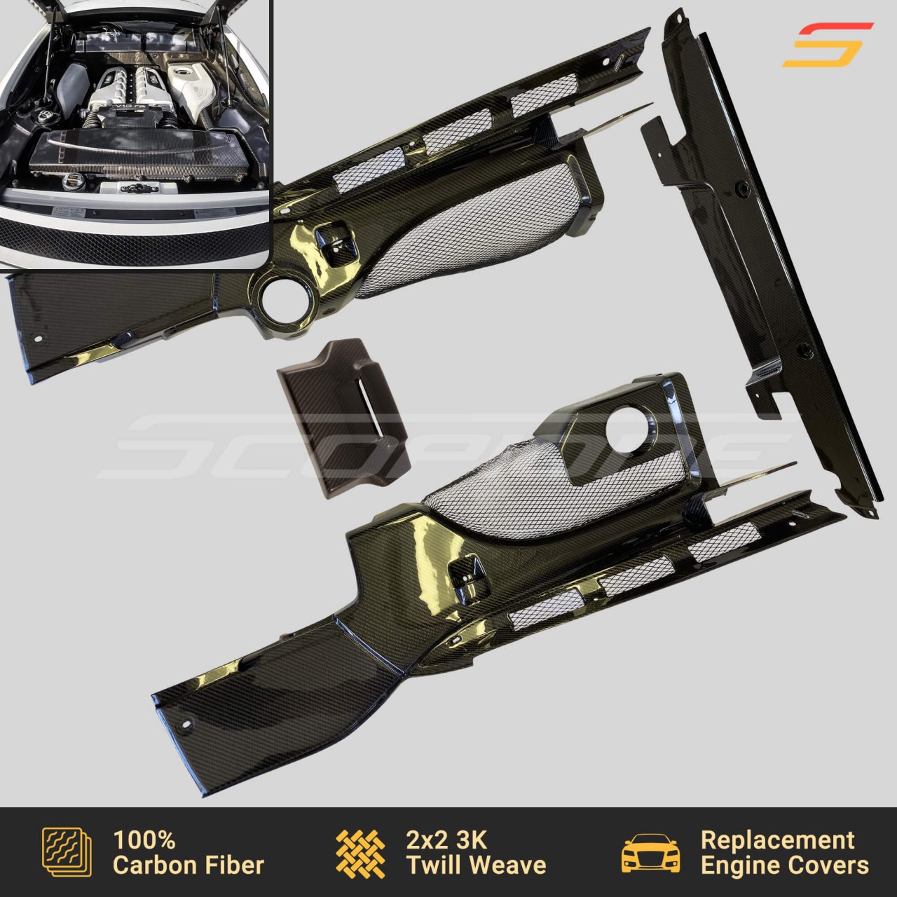 Scopione Carbon Engine Bay Firewall Cover: Audi 16-23 R8 Coupe
