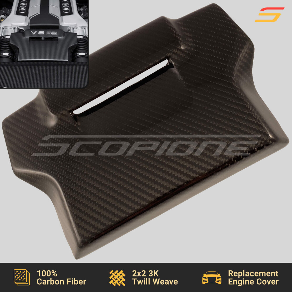 Scopione Carbon Rear Engine Intake Cover for Audi 08-12 R8