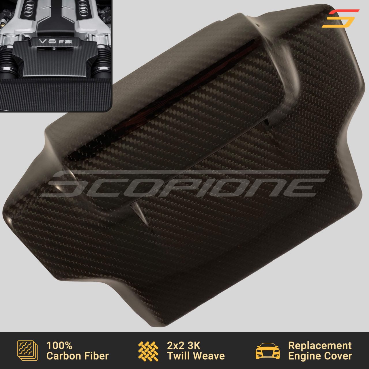 Scopione Carbon Rear Engine Intake Cover for Audi 08-12 R8