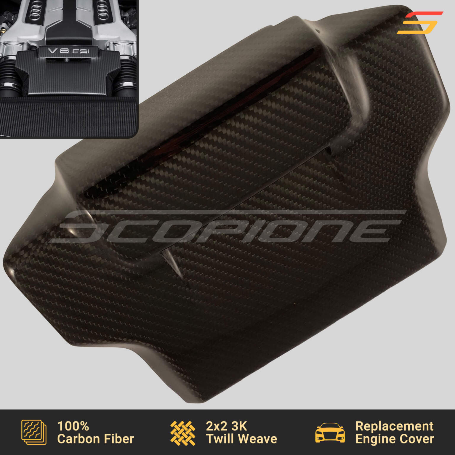 Scopione Carbon Rear Engine Intake Cover for Audi 08-12 R8