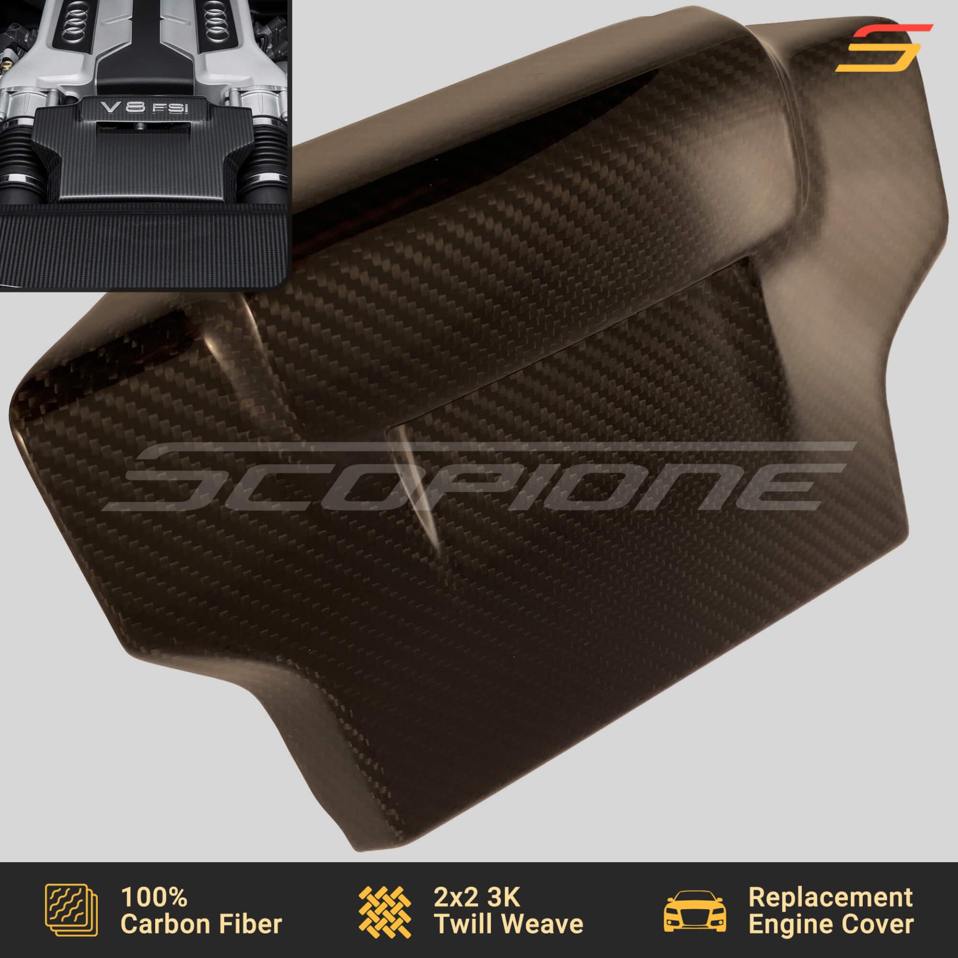 Scopione Carbon Rear Engine Intake Cover for Audi 08-12 R8
