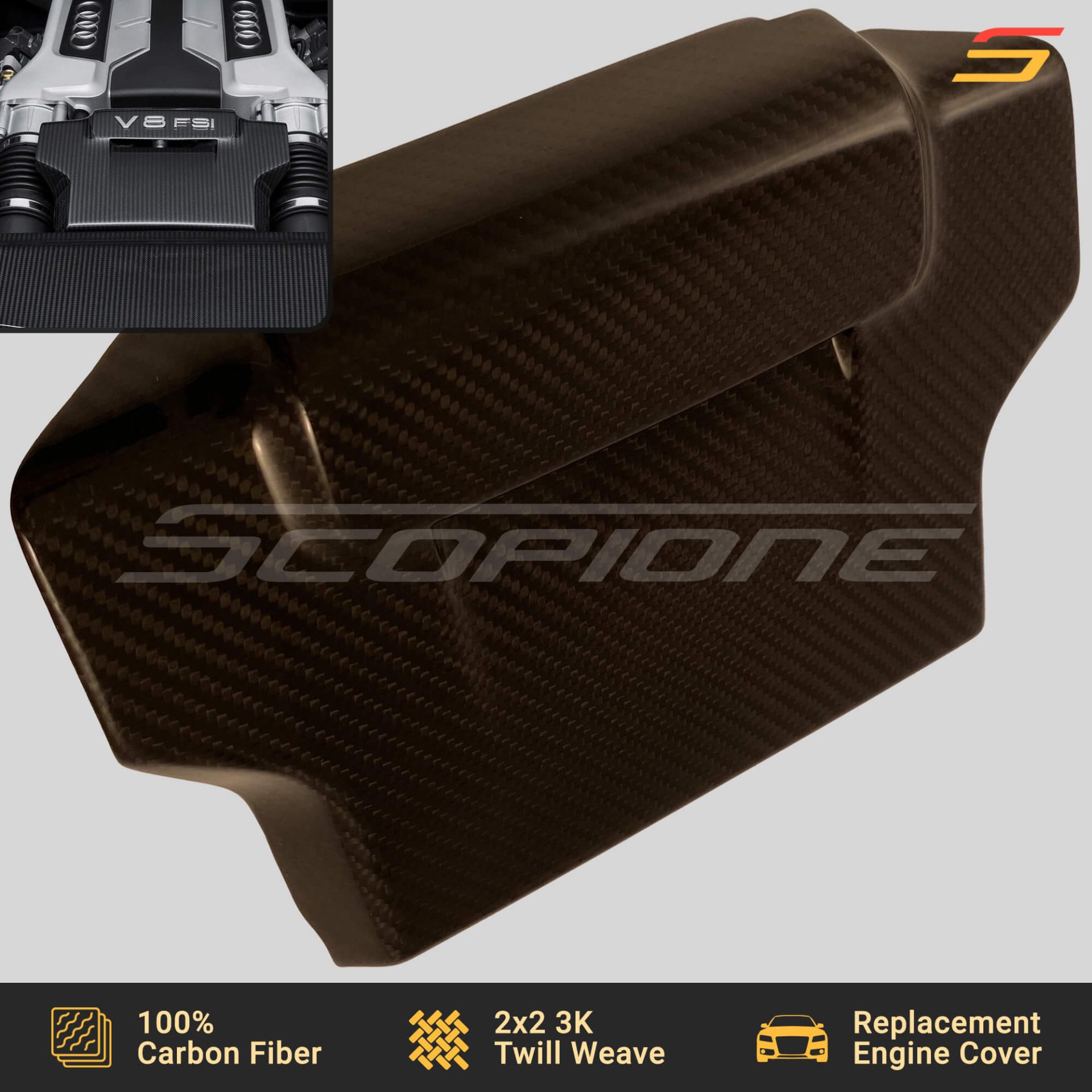 Scopione Carbon Rear Engine Intake Cover for Audi 08-12 R8
