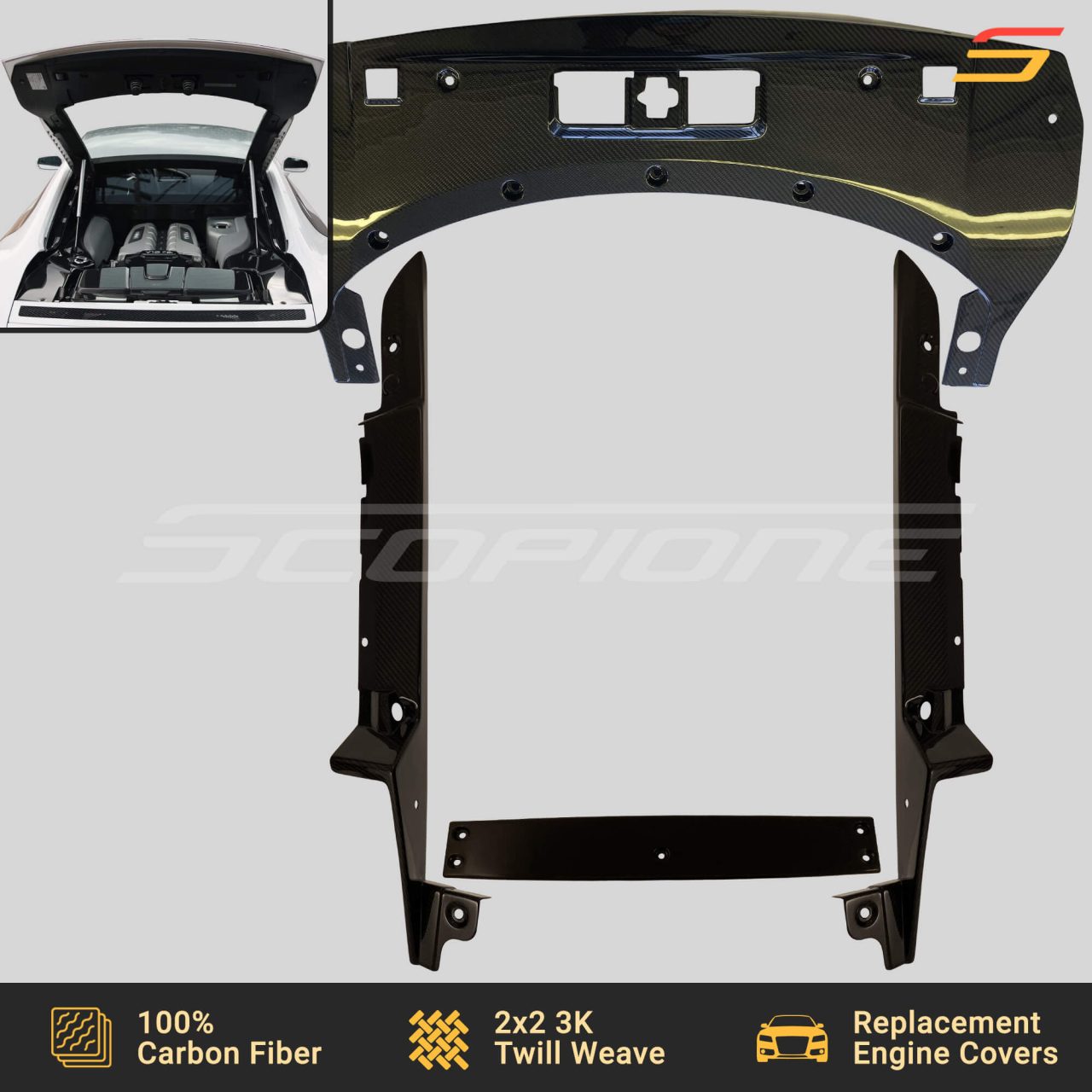 Audi R8 Carbon Fiber Engine Lid Cover Kit – Performance & Style