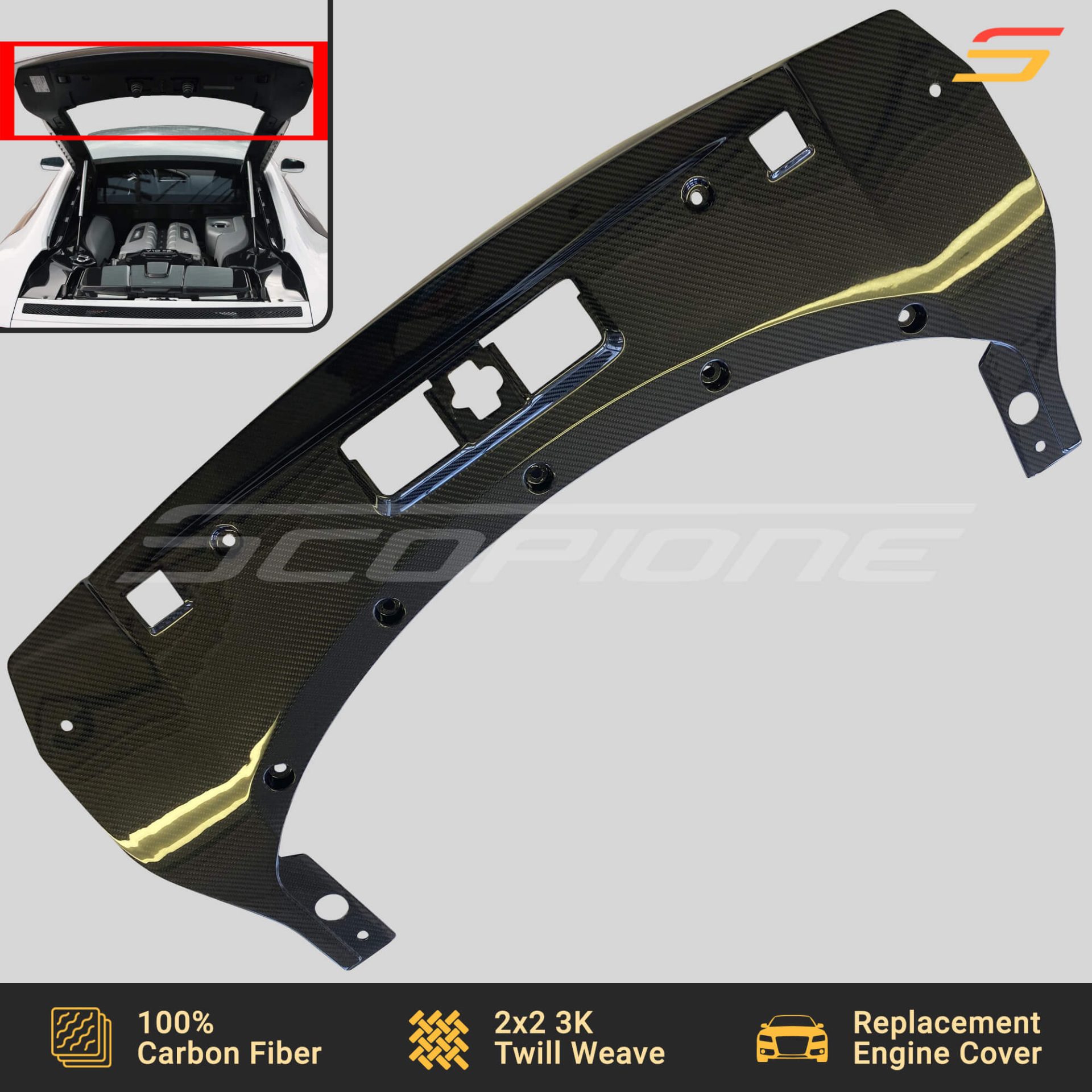 Audi R8 Carbon Fiber Engine Lid Cover Kit – Performance & Style