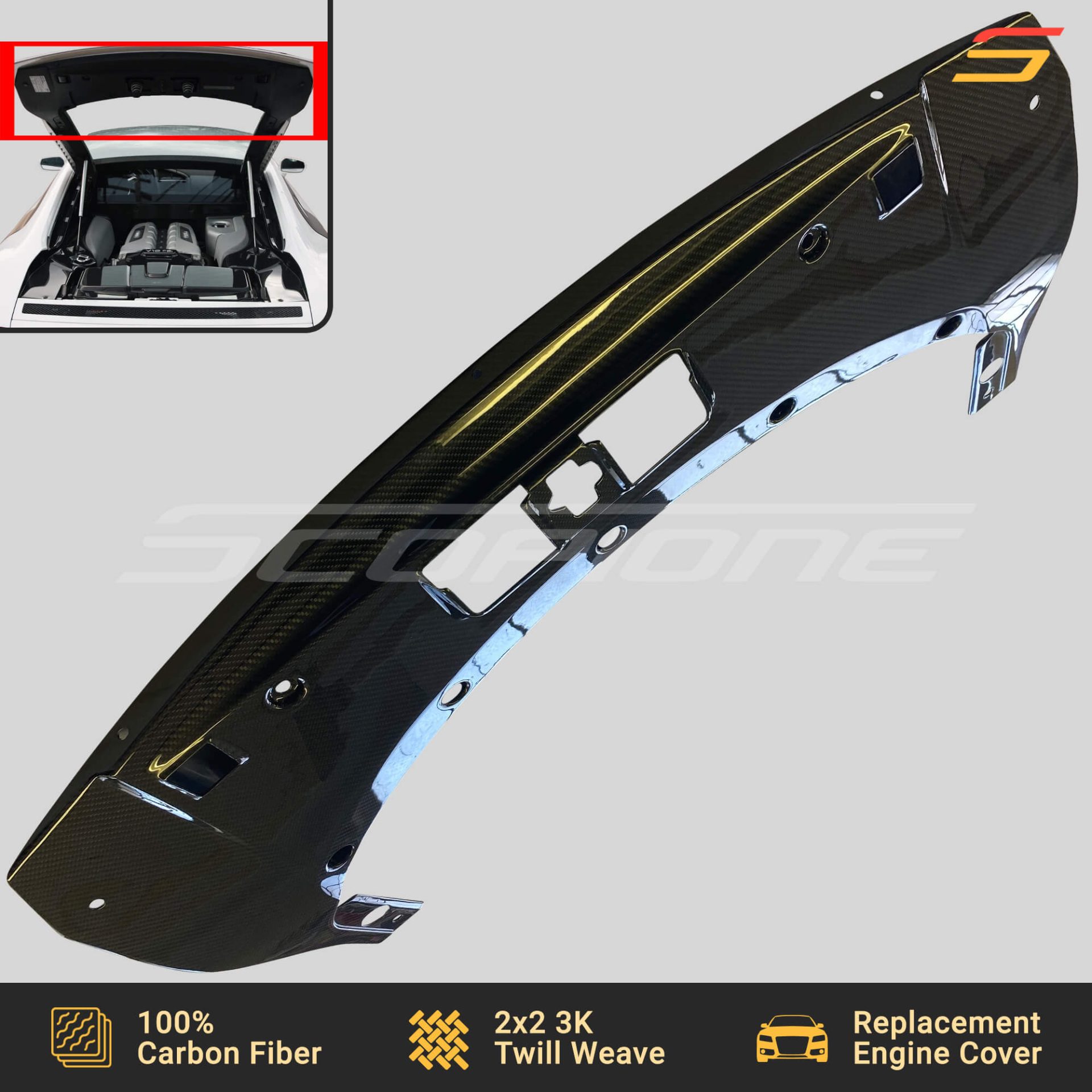 Scopione Carbon Rear Engine Lid Cover for Audi 08-15 R8 Coupe