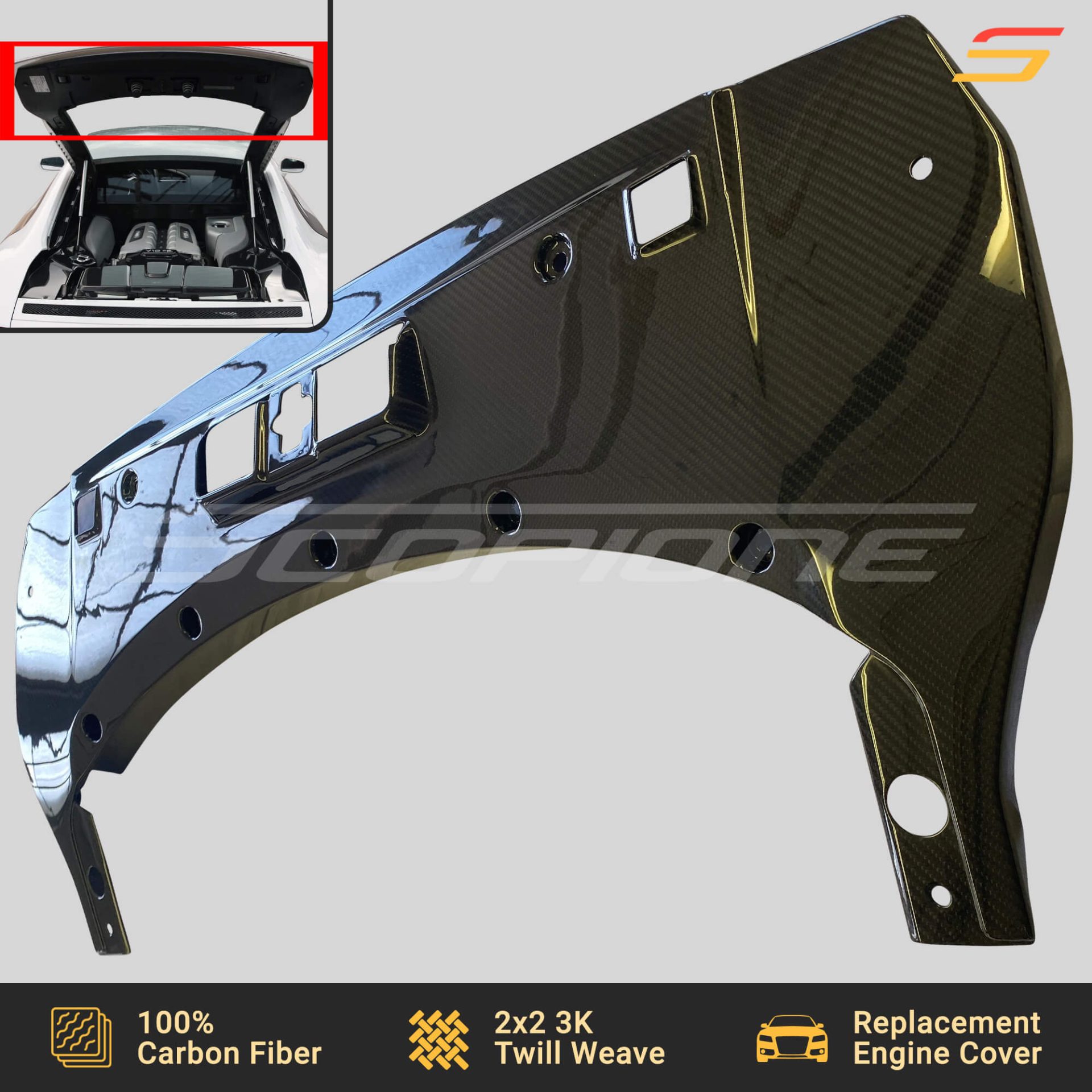 Scopione Carbon Rear Engine Lid Cover for Audi 08-15 R8 Coupe