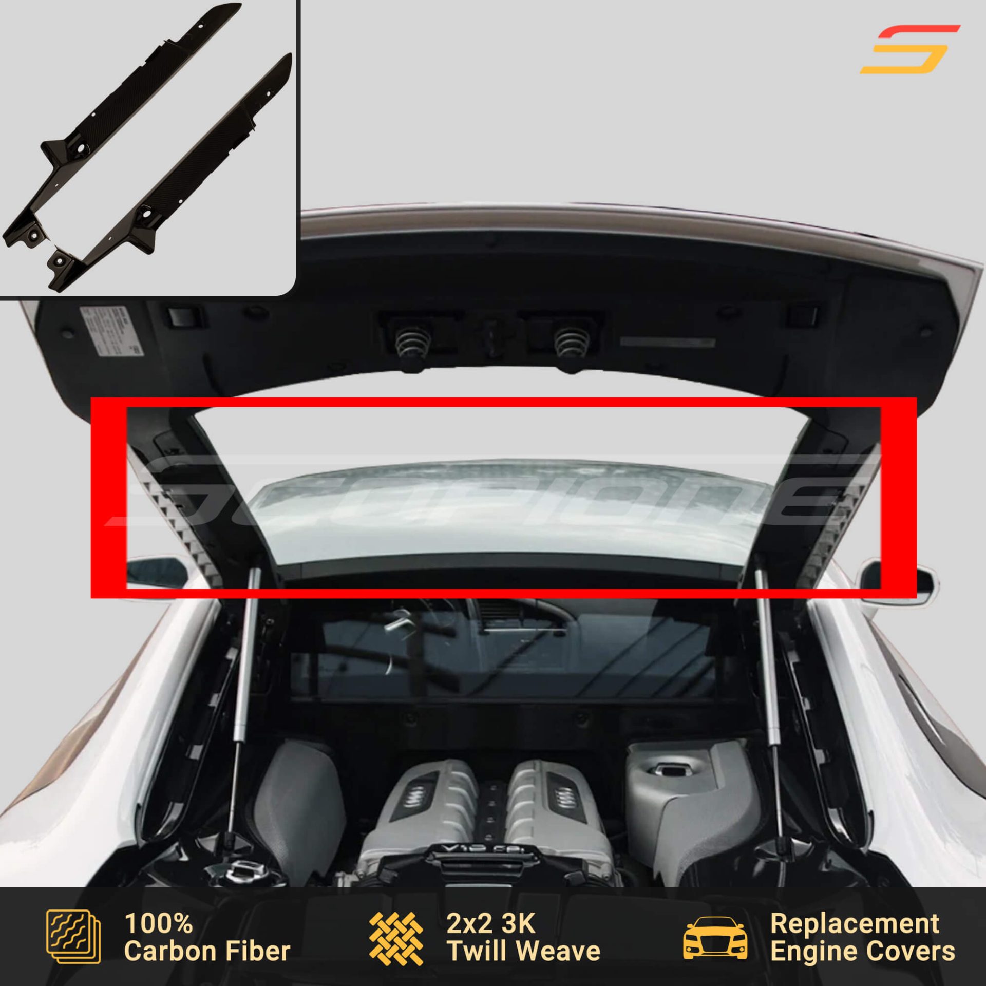 Scopione Carbon Engine Lid Side Covers for Audi 08-15 R8 Coupe