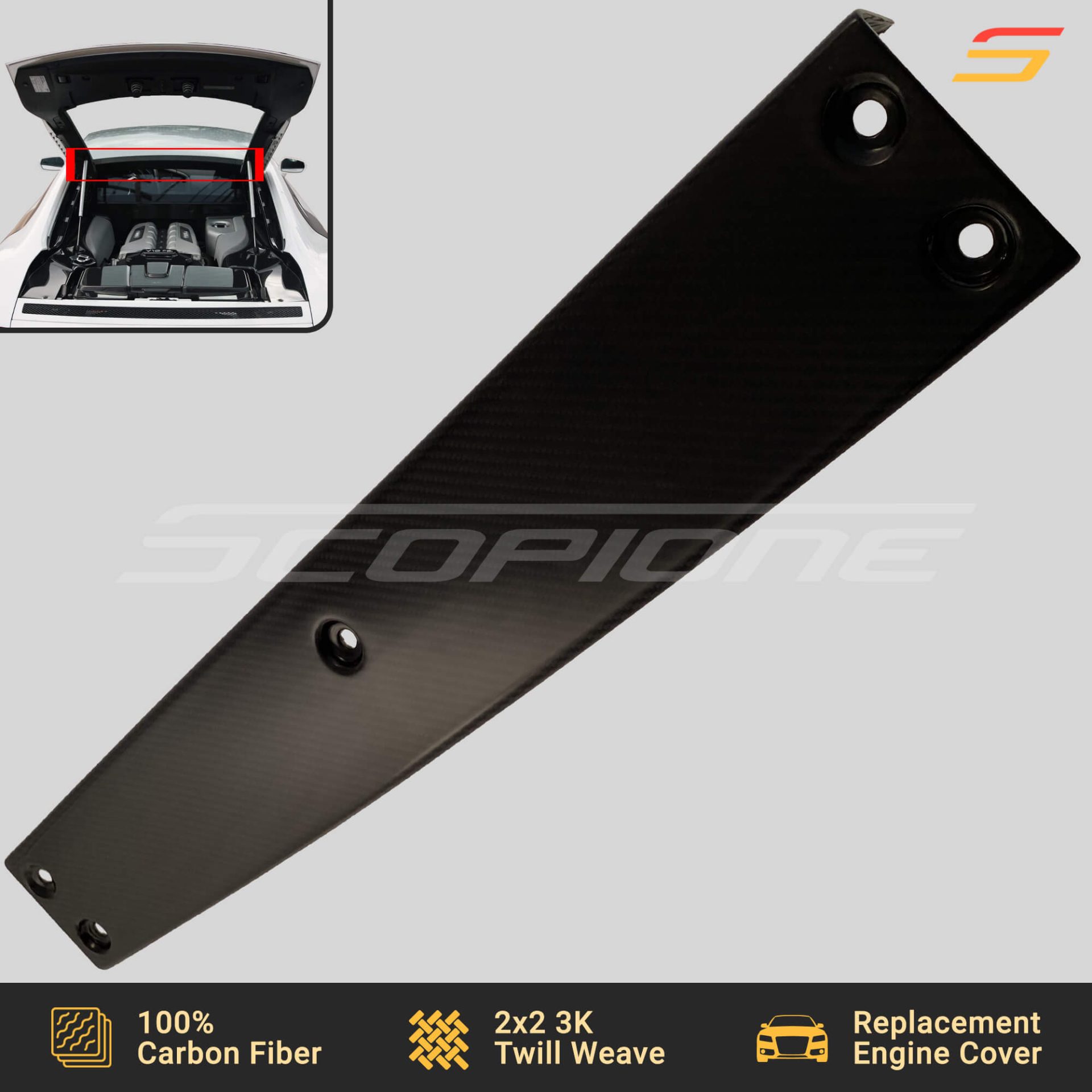 Scopione Carbon Rear Engine Lid Cover for Audi 08-15 R8 Coupe