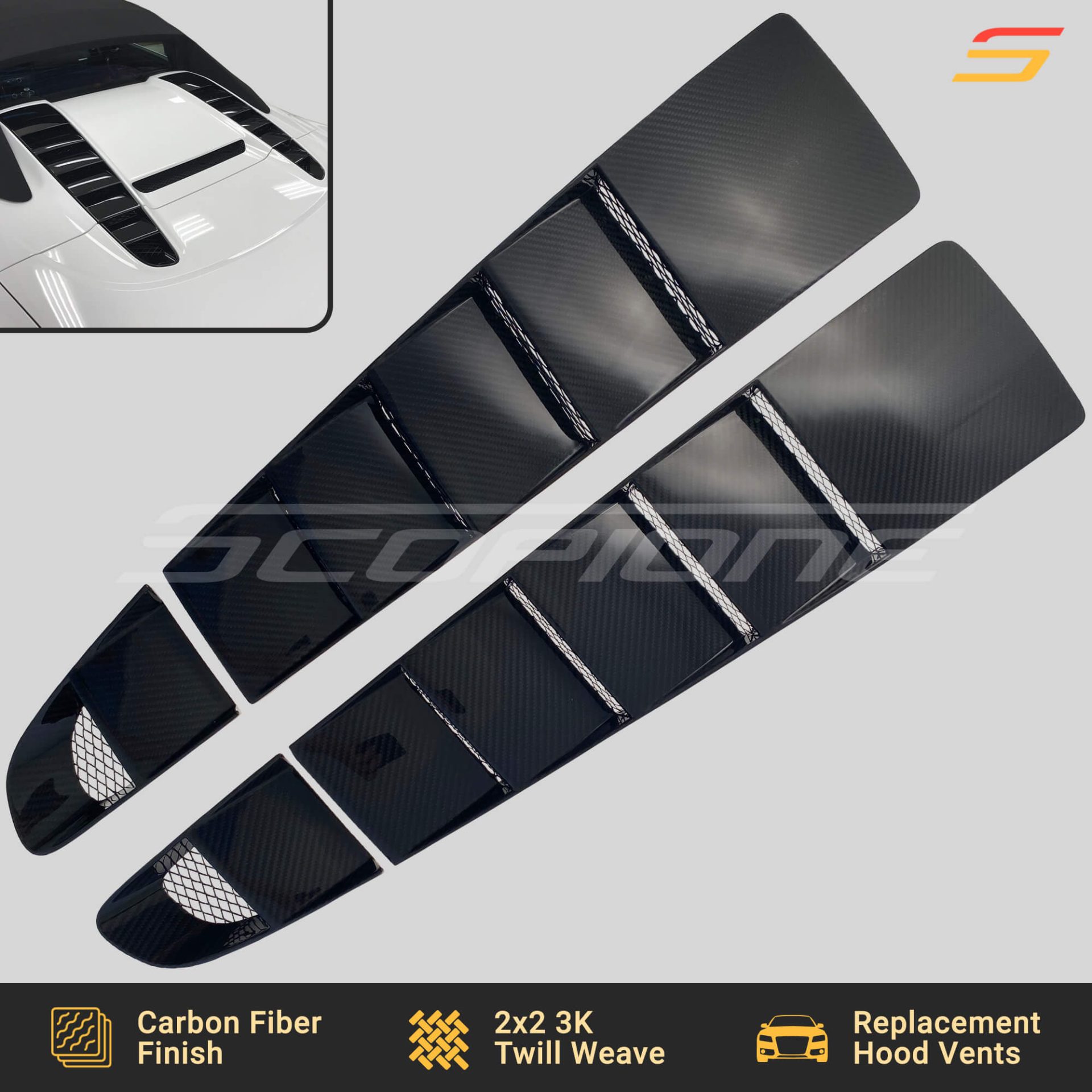 Scopione Carbon Fiber Rear Bumper Diffuser Valance for Audi A4 B9