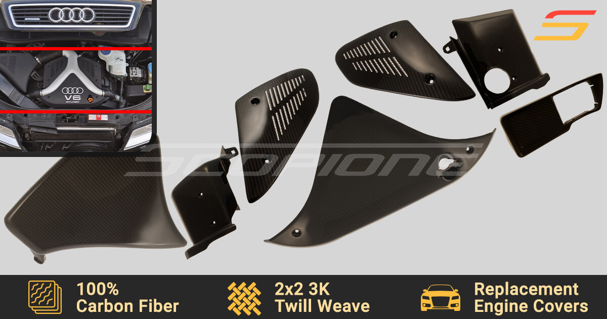 Scopione Audi S4 B5 Carbon Engine Bay Kit – 7pcs