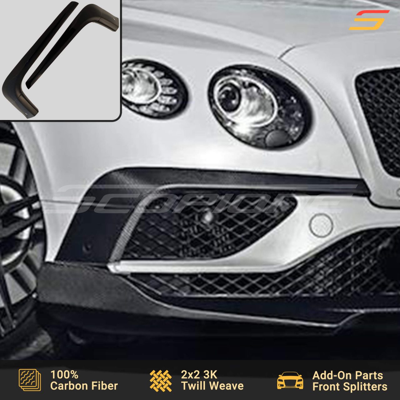 Scopione Carbon Front Upper Splitters | 16-18 Continental GT GTC