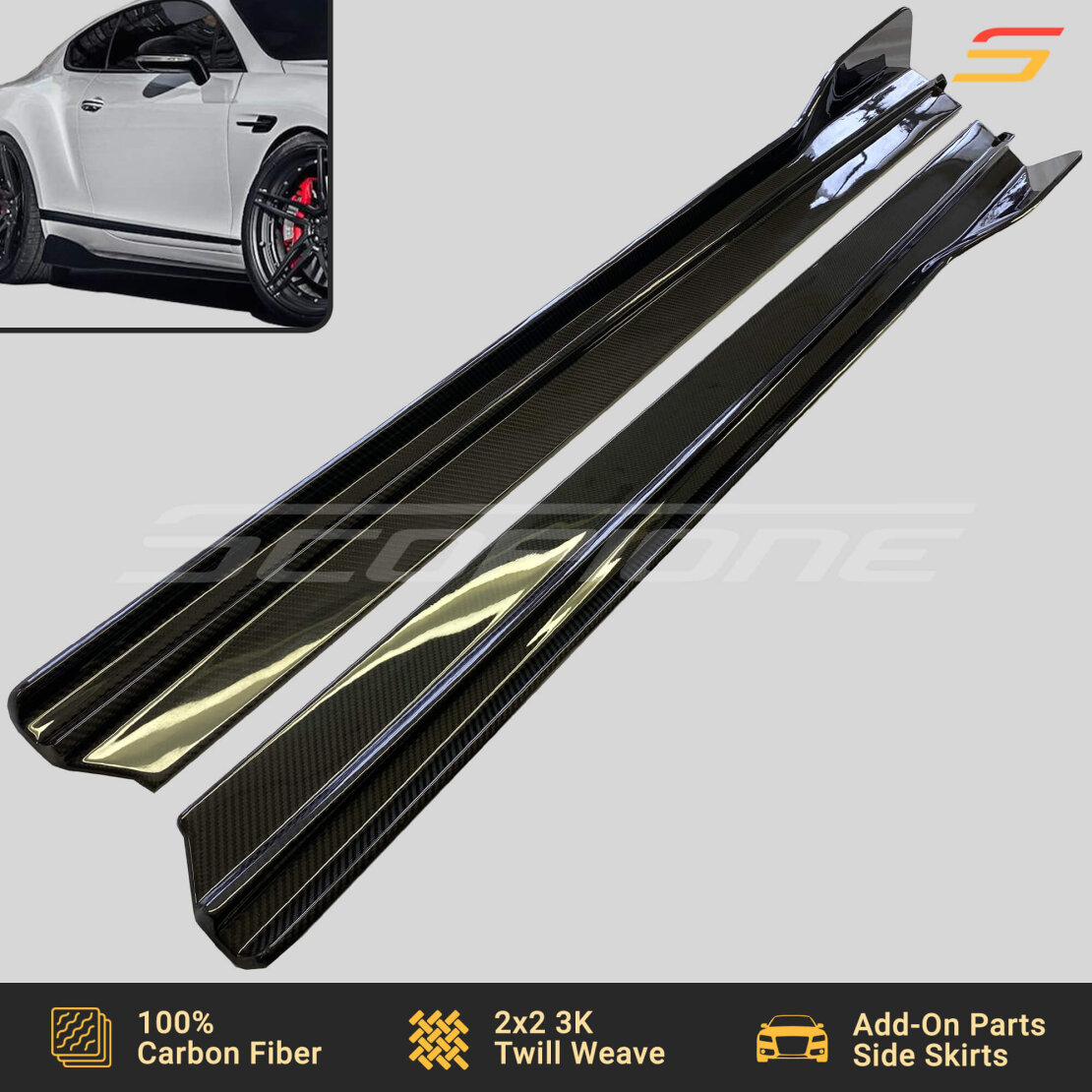 Scopione Carbon Widened Side Skirts | 16-18 Continental GT GTC