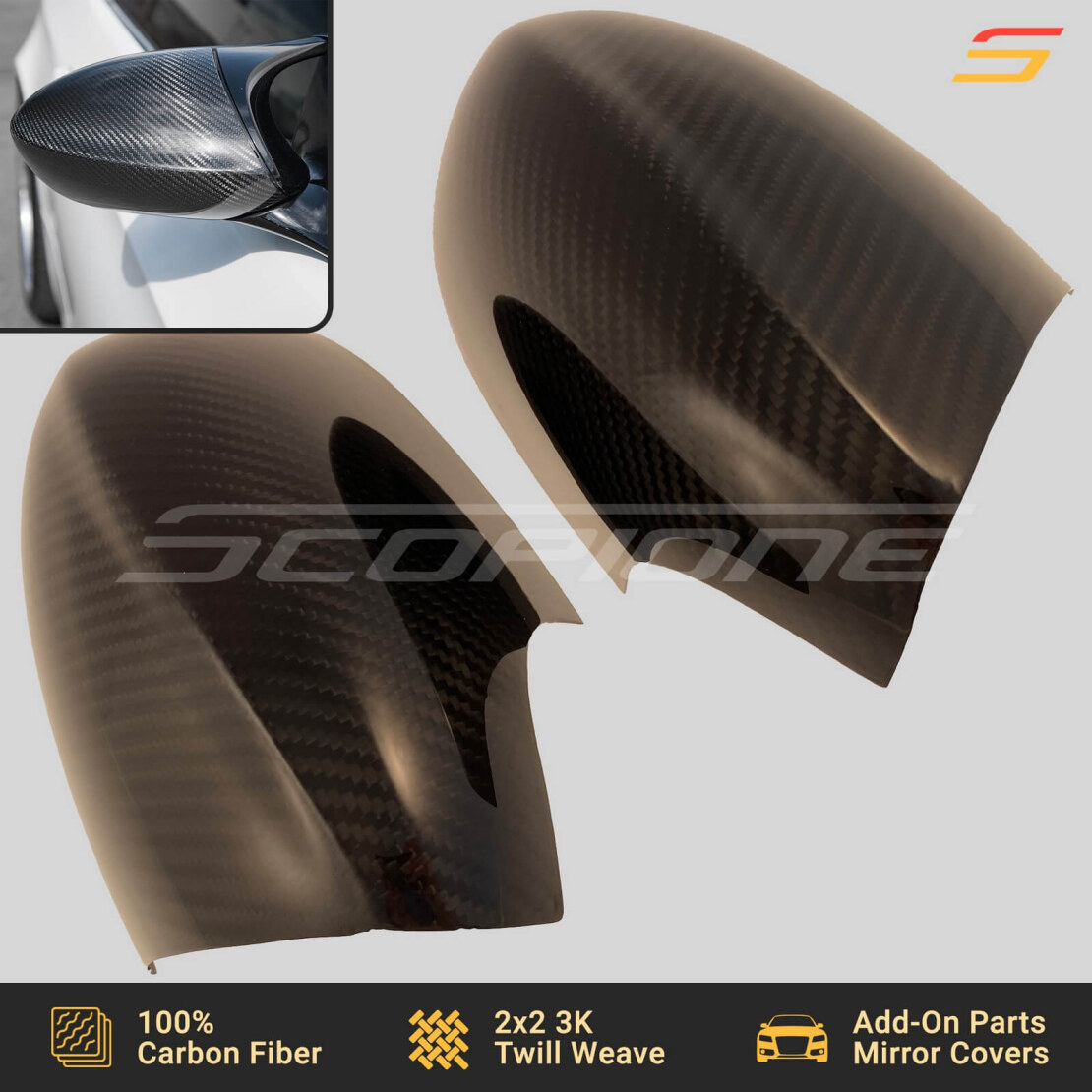 Scopione Carbon Fiber Side Mirror Covers for BMW M3 1M - E92 E93 E82