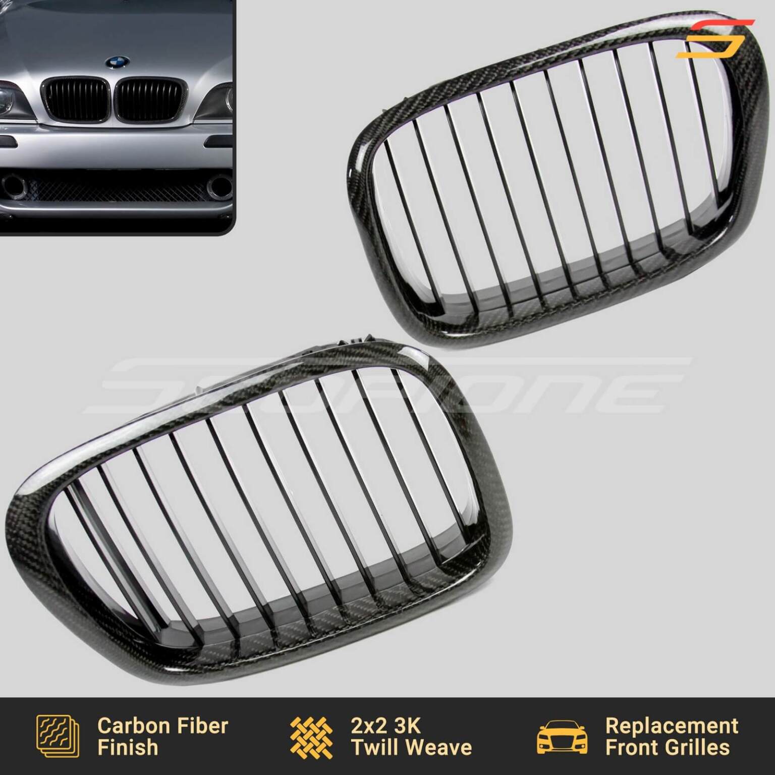 Scopione Carbon Fiber Kidney Grille Set for BMW 5 Series E39