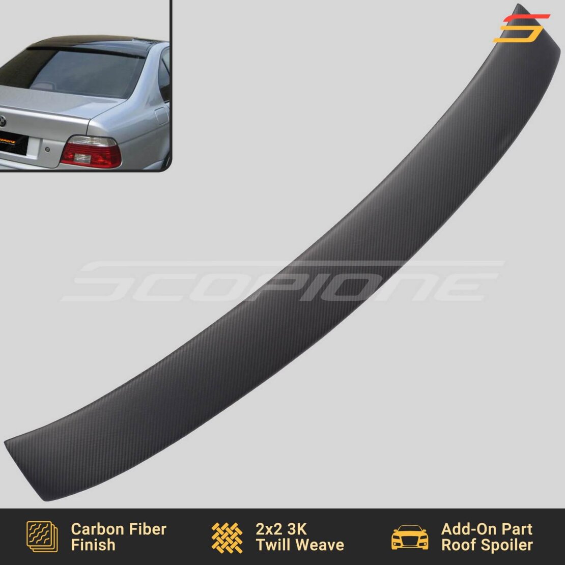 Scopione MATTE Carbon Fiber Rear Roof Spoiler for BMW 5 Series E39