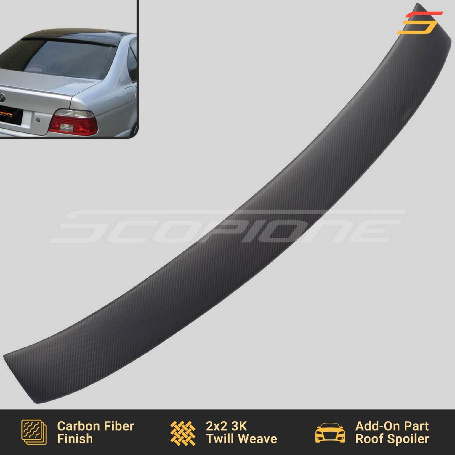 Scopione MATTE Carbon Fiber Rear Roof Spoiler for BMW 5 Series E39
