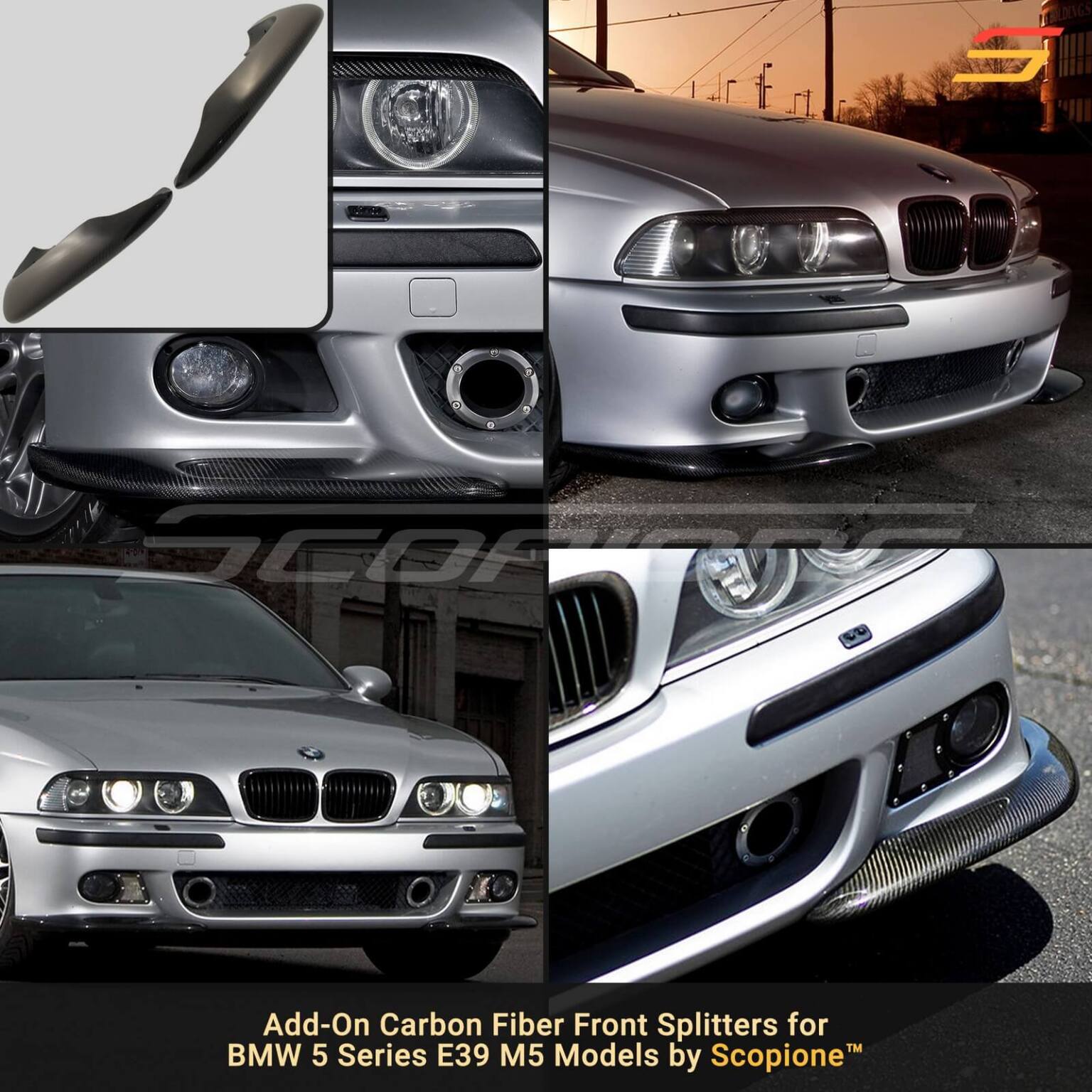 Scopione Carbon Fiber Front Splitters for BMW 5 Series M5 E39