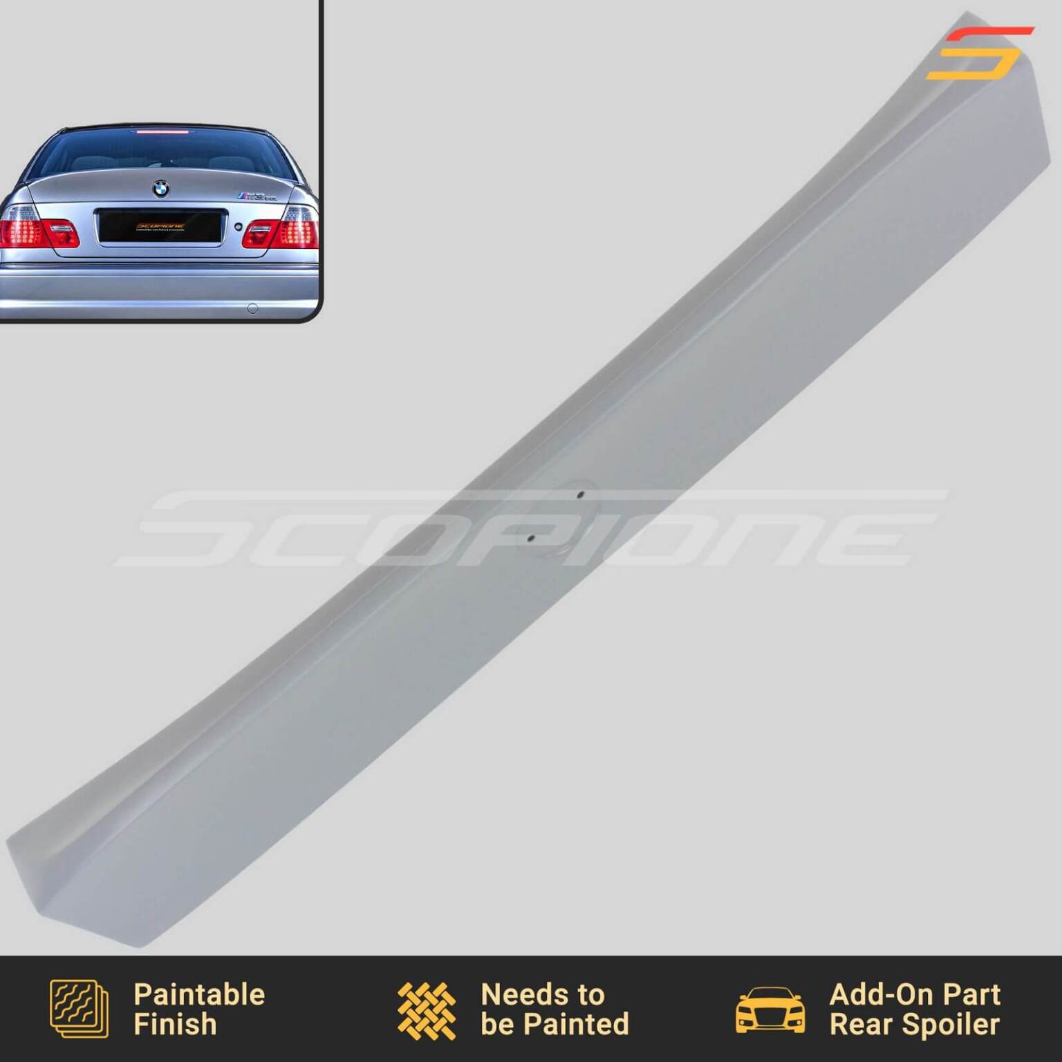 Scopione FiberGlass Rear CSL M3 Trunk Spoiler for BMW 3 Series E46 Coupe