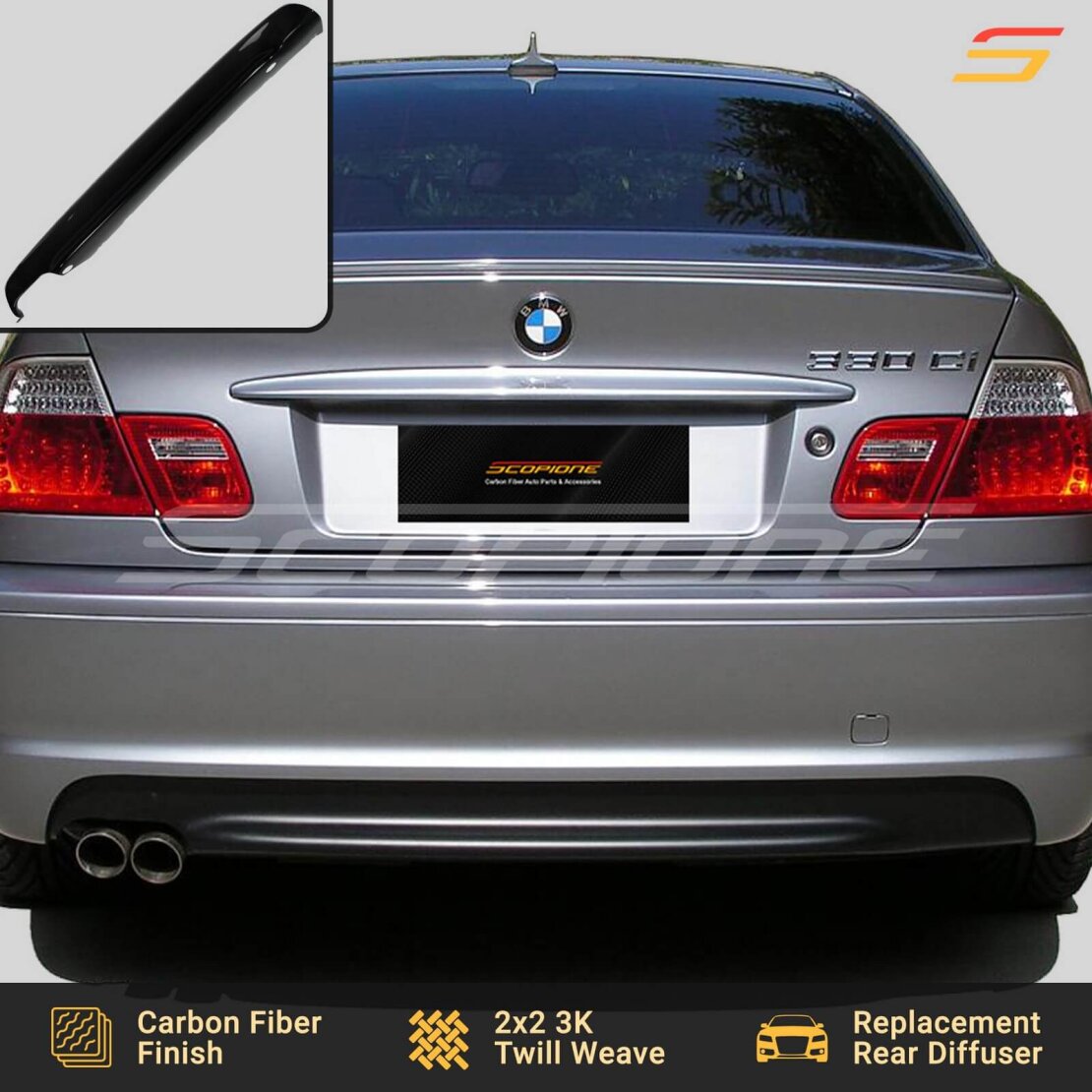 Scopione Carbon Fiber Rear M-Tech Bumper Diffuser for BMW E46