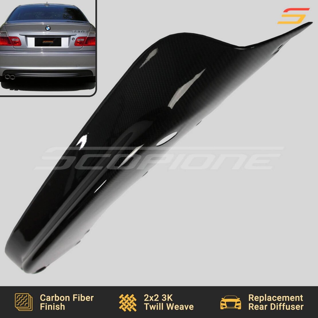 Scopione Carbon Fiber Rear M-Tech Bumper Diffuser for BMW E46