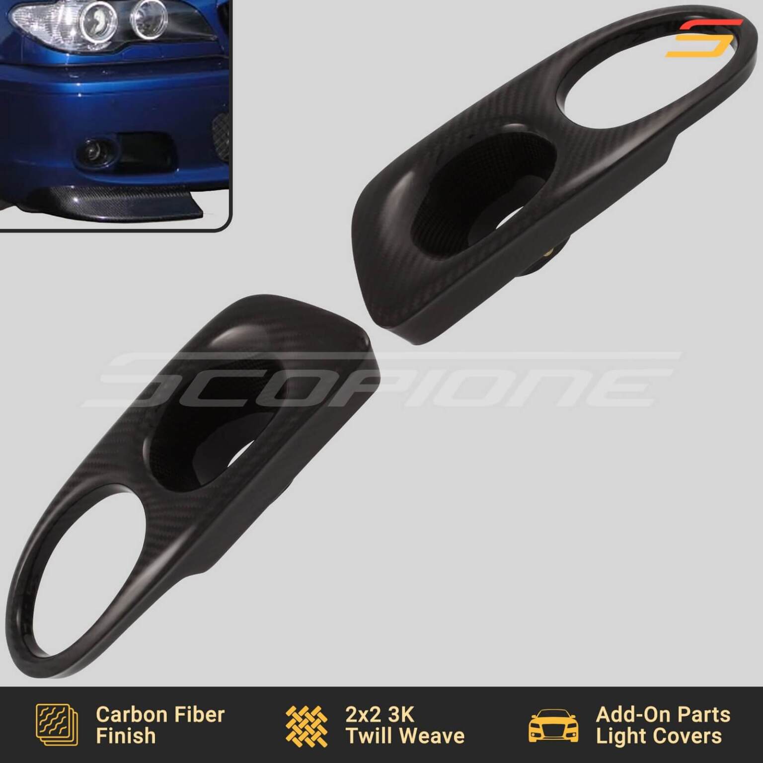 Scopione Carbon Fiber Fog Light Covers for BMW 3 Series M-Tech II E46