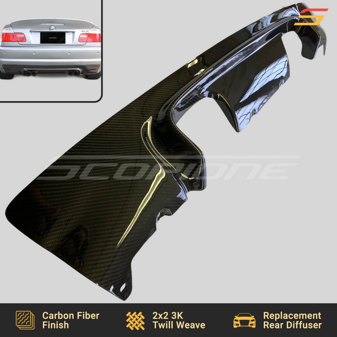Scopione Carbon Fiber Rear CSL Bumper Diffuser for BMW M3 E46