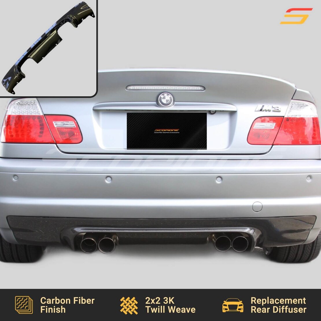 Scopione Carbon Fiber Rear CSL Bumper Diffuser for BMW M3 E46