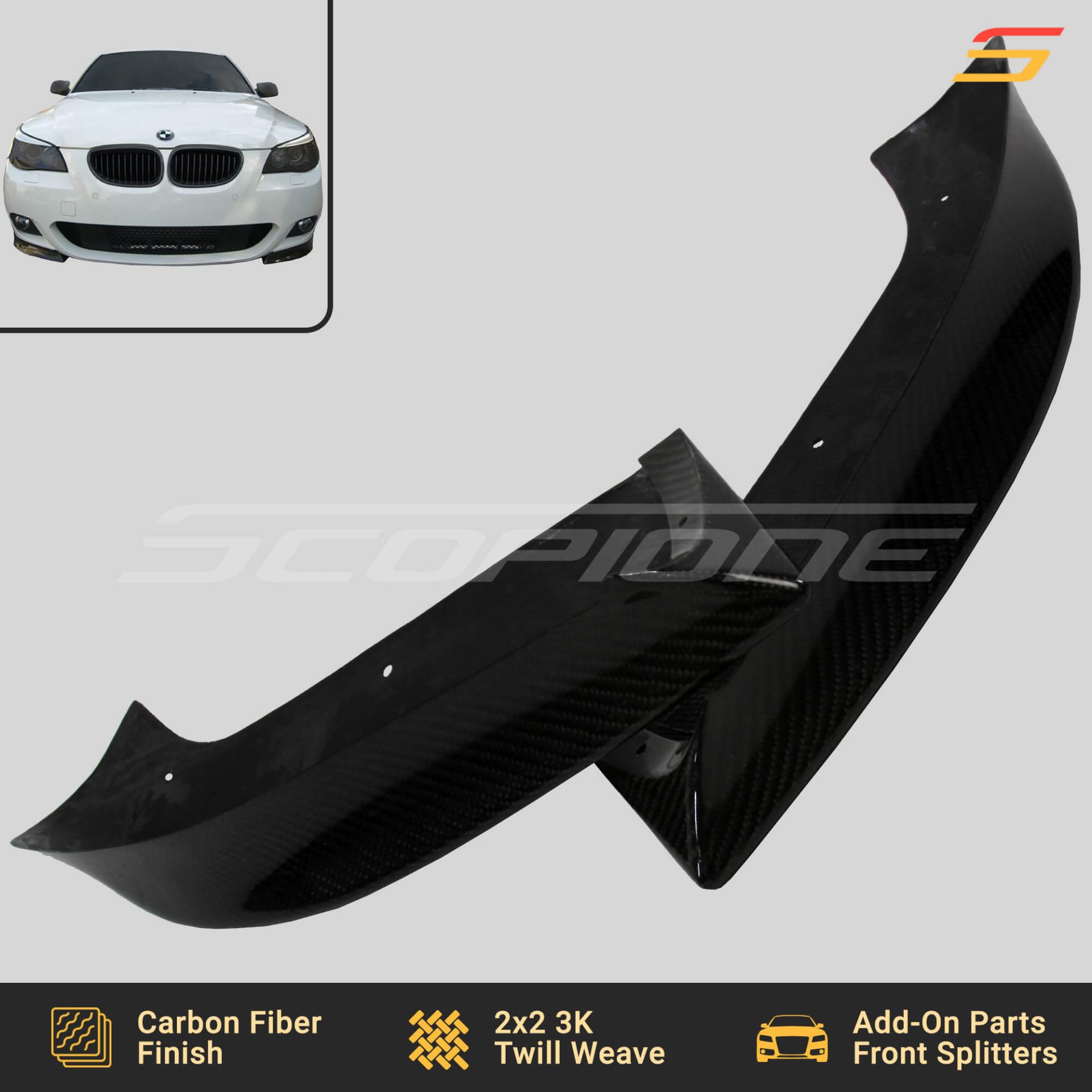 Scopione Carbon Fiber Front Splitters for BMW 5 Series M-Tech E60 E61