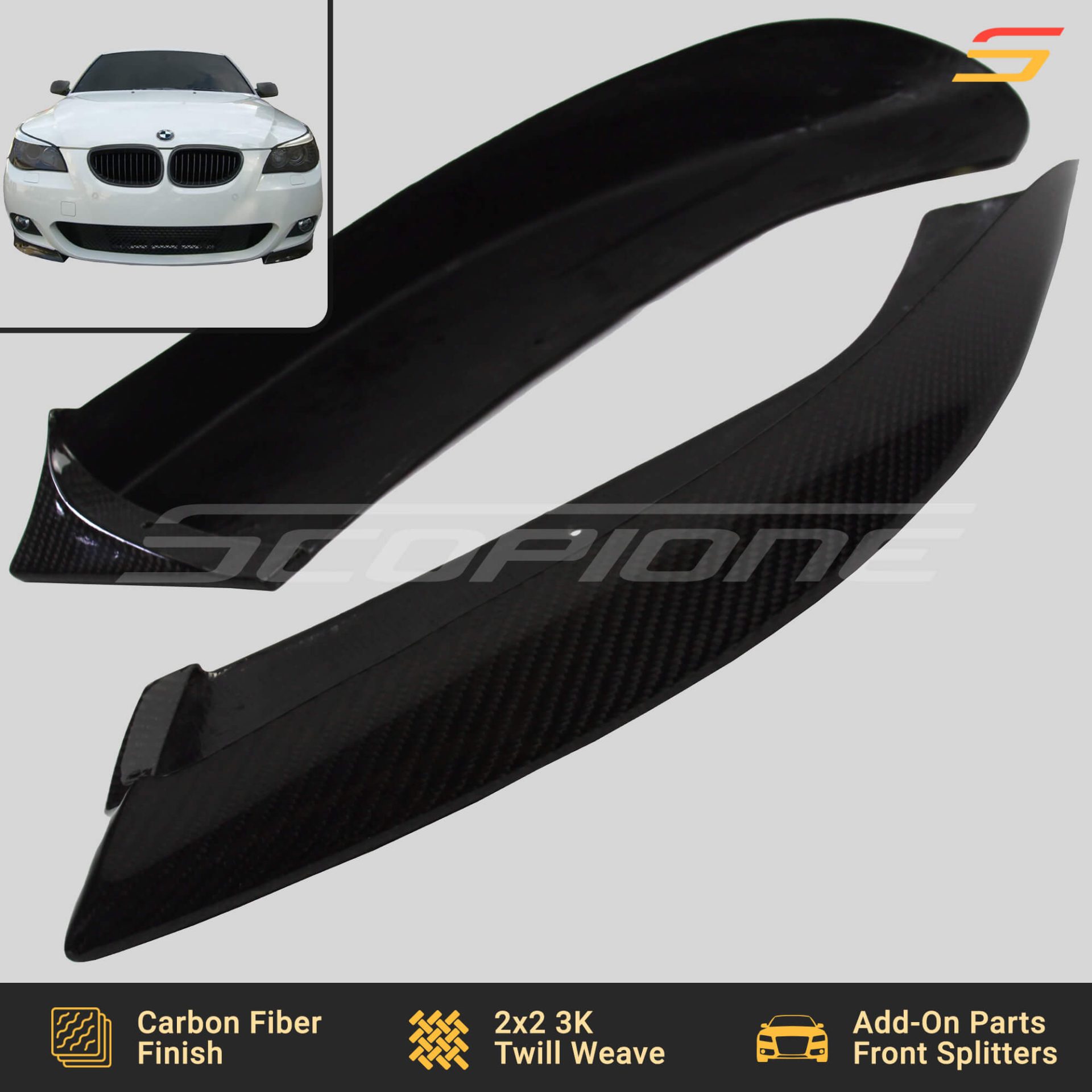 Scopione Carbon Fiber Front Splitters for BMW 5 Series M-Tech E60 E61