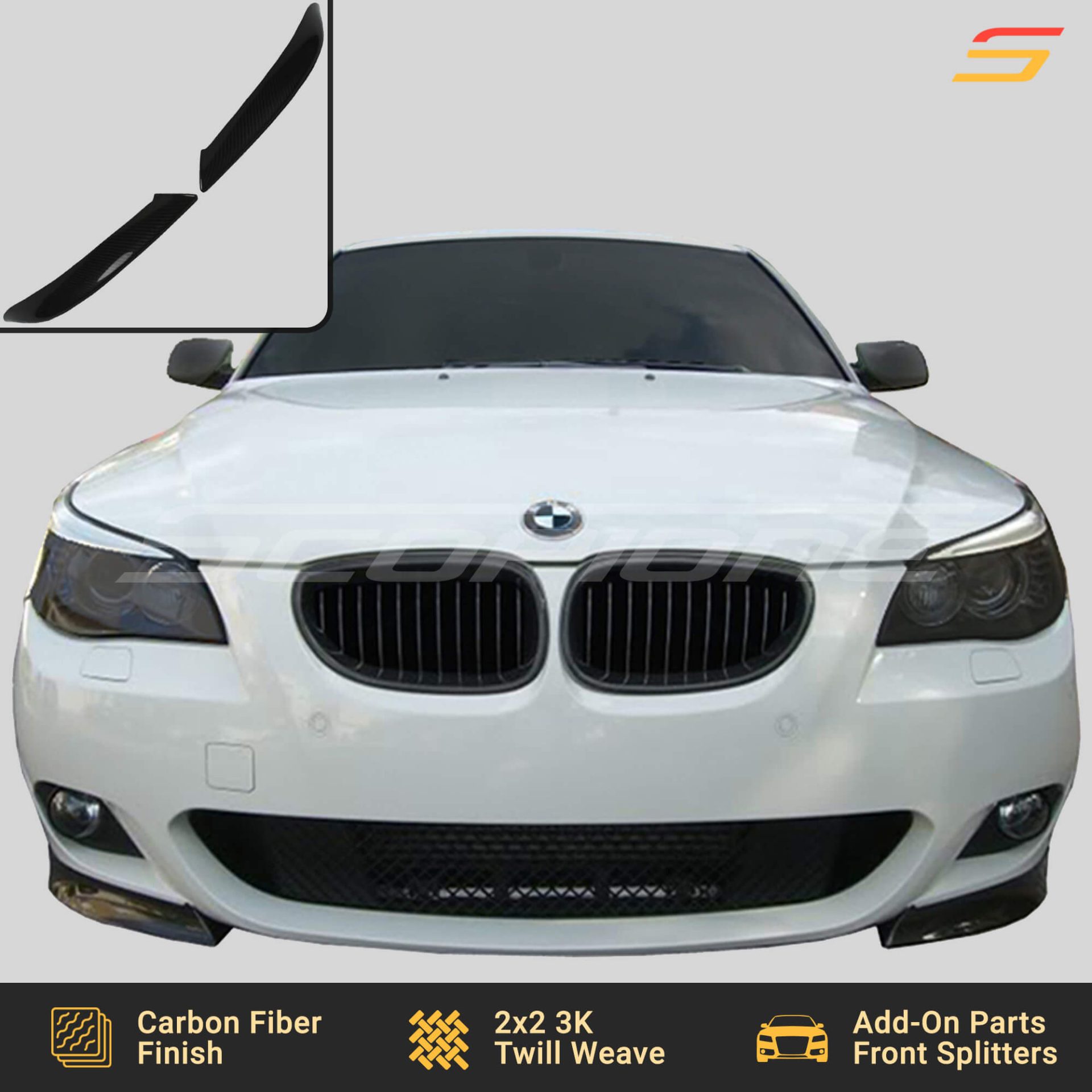 Scopione Carbon Fiber Front Splitters for BMW 5 Series M-Tech E60 E61