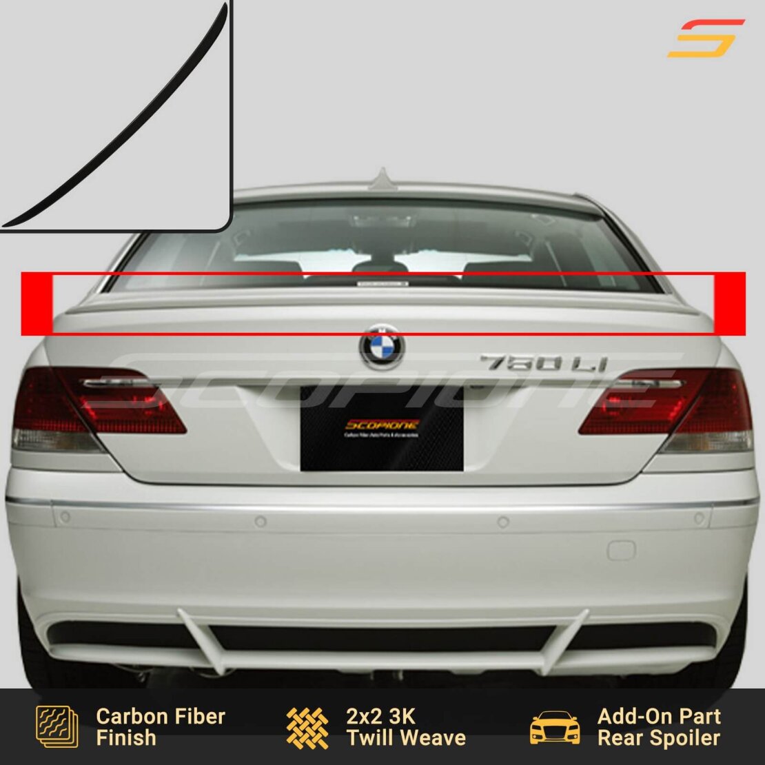 Scopione Carbon Fiber Rear Trunk Spoiler for BMW 7 Series E65 E66