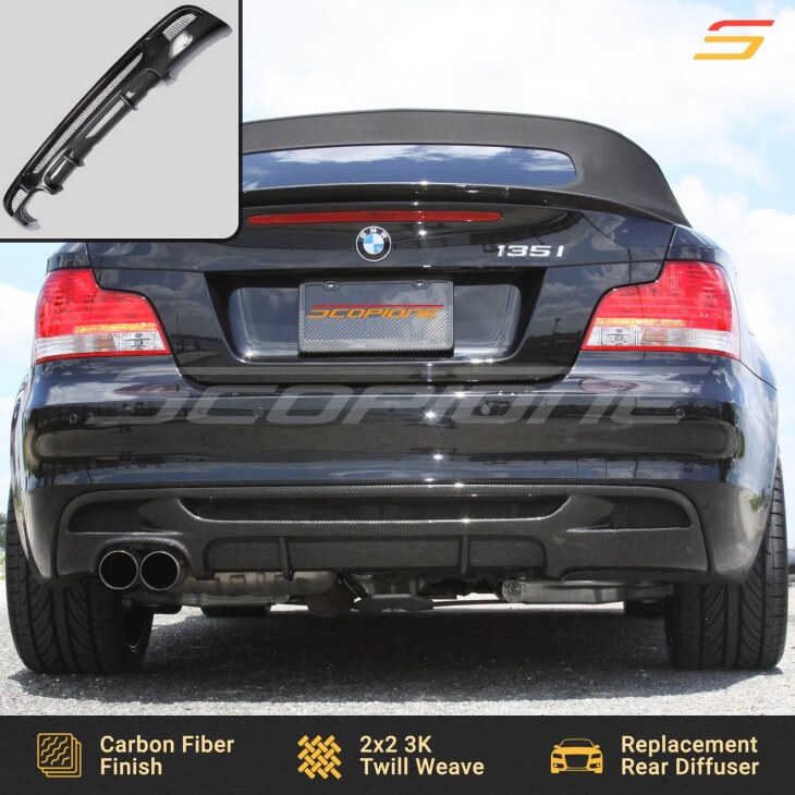 Scopione Carbon Fiber Rear M-Tech Bumper Diffuser for BMW 1 Series E82 E88