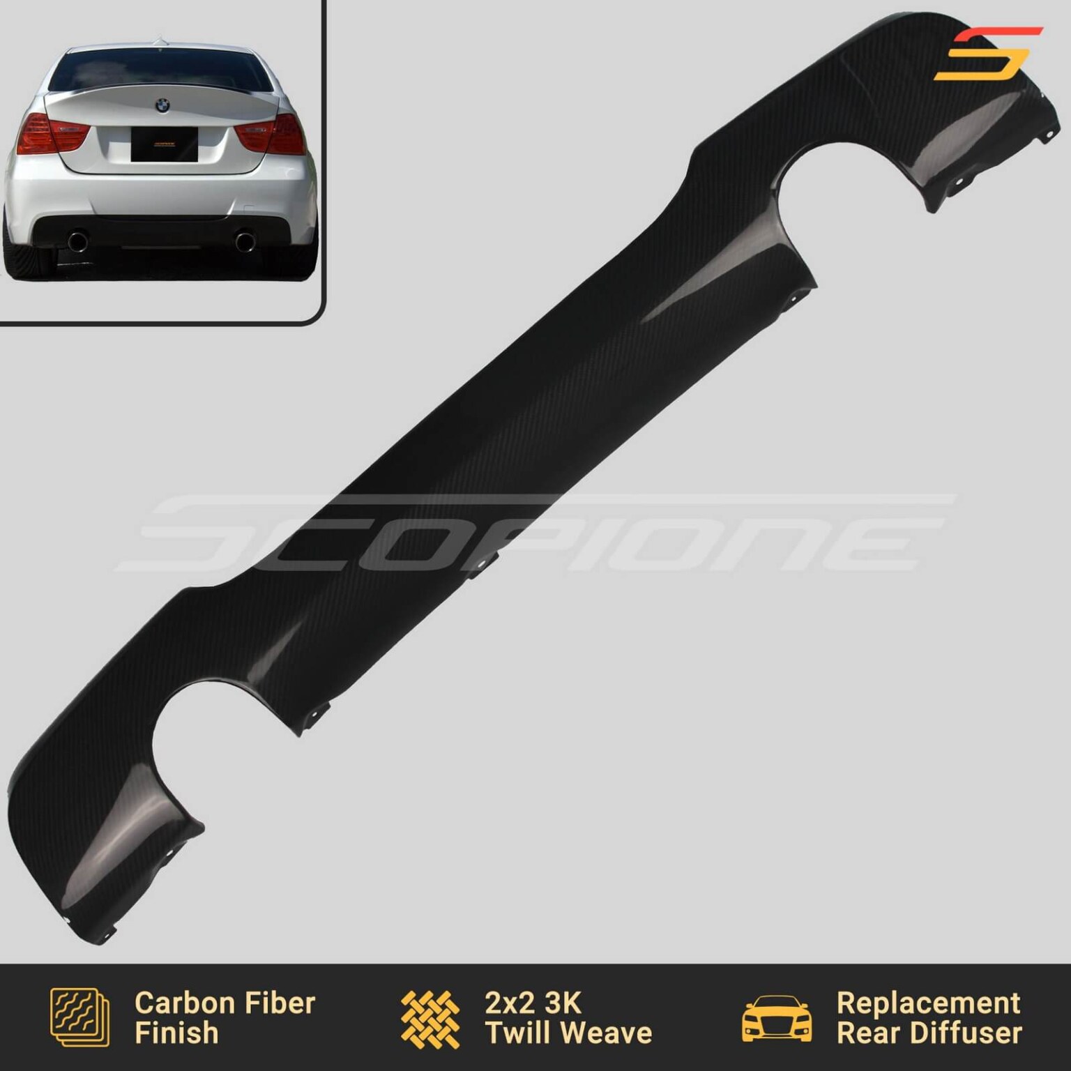 Scopione Carbon Fiber M-Tech Bumper LCI Diffuser for BMW 3 Series E90 E91