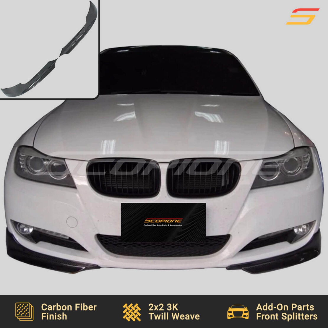 Scopione Carbon Fiber LCI Front Splitters for BMW 3 Series E90 E91