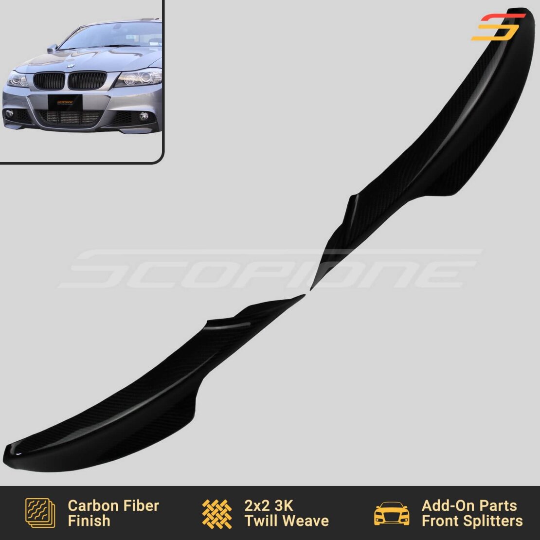 Scopione Carbon Fiber LCI M-Tech Splitters for BMW 3 Series E90 E91