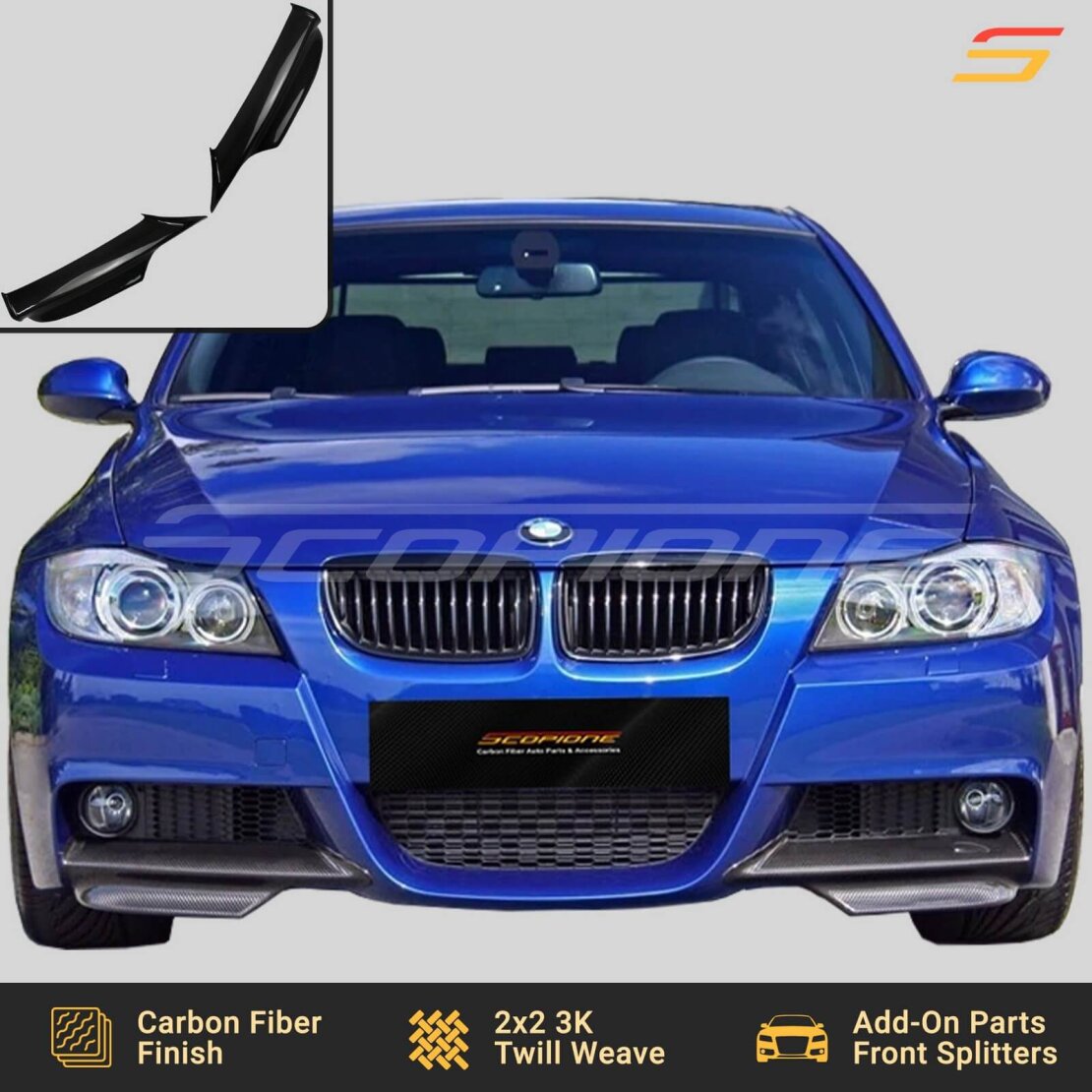 Scopione Carbon Fiber Pre-LCI M-Tech Splitters for BMW 3 Series E90 E91