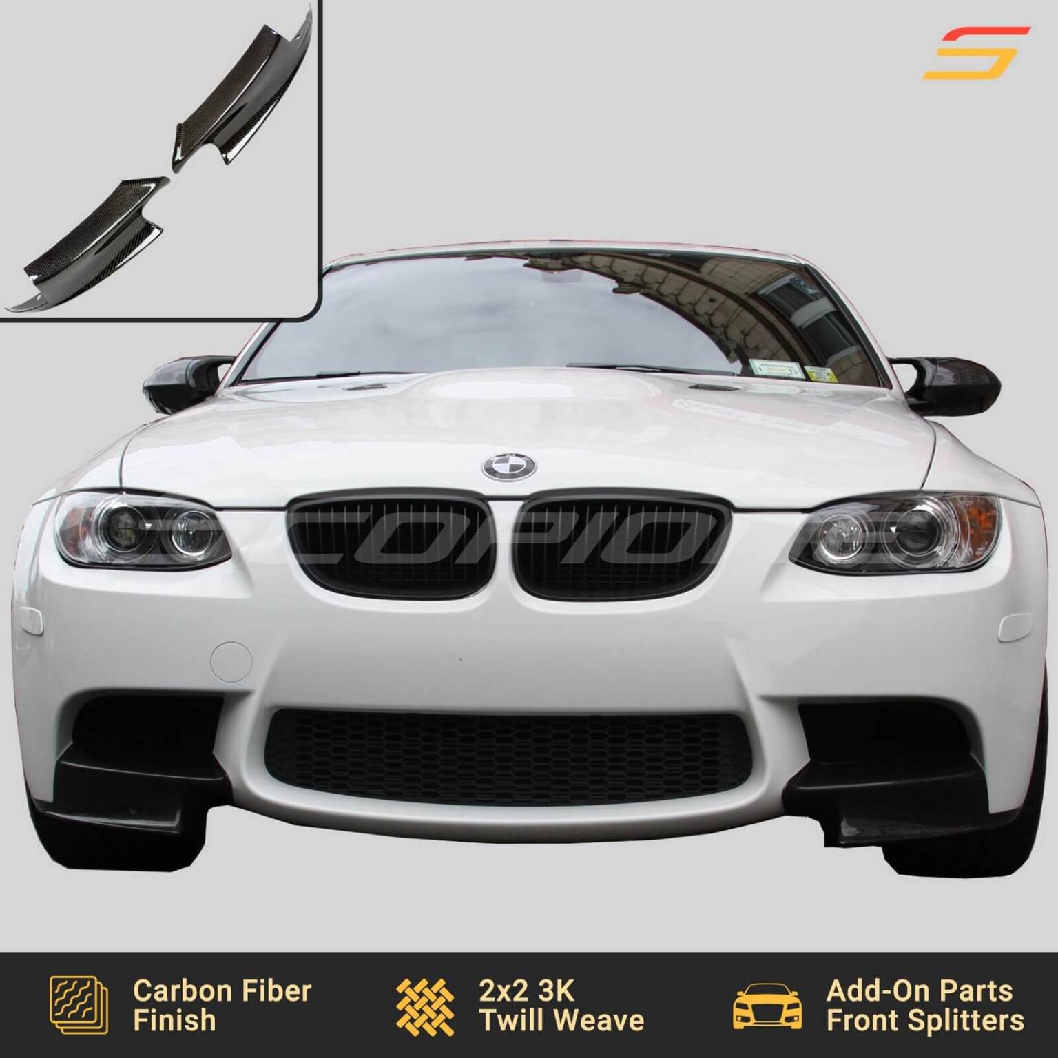 Scopione Carbon Fiber Front Splitters for BMW 3 Series M3 E90 E92 E93