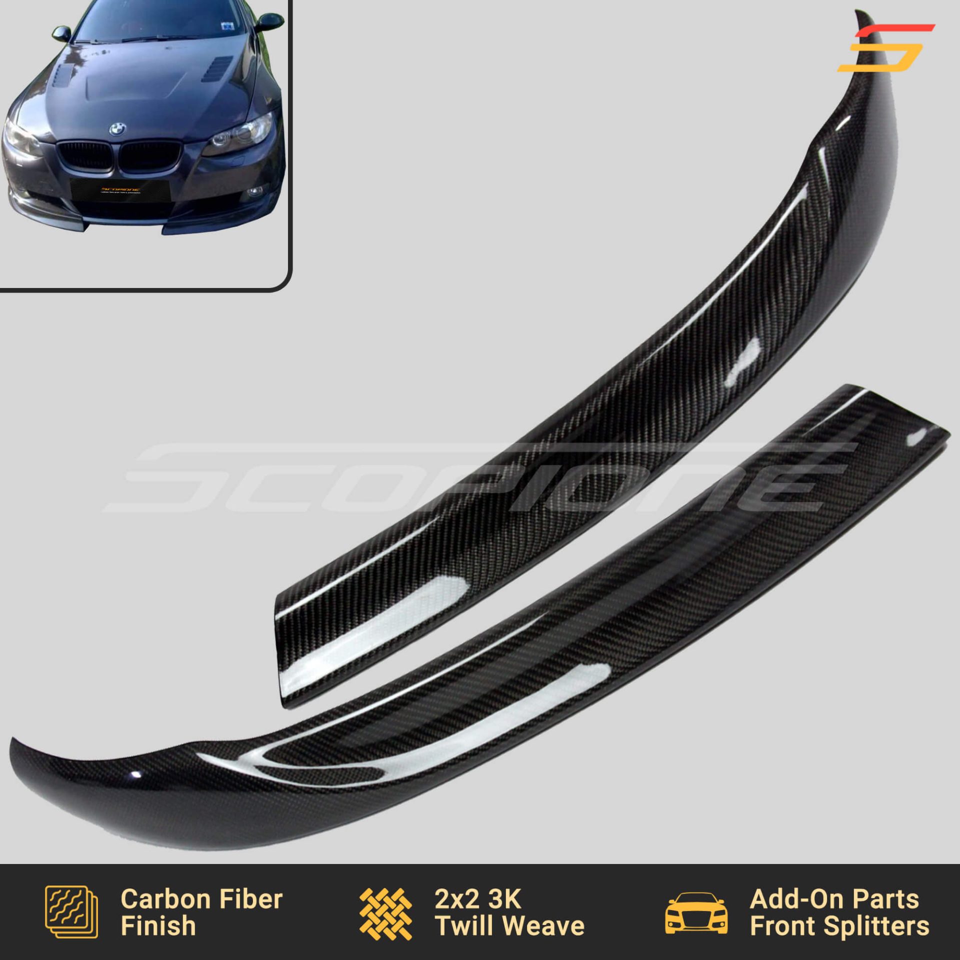 Carbon Fiber CSL Splitters for Pre-LCI BMW E92 E93 | Scopione