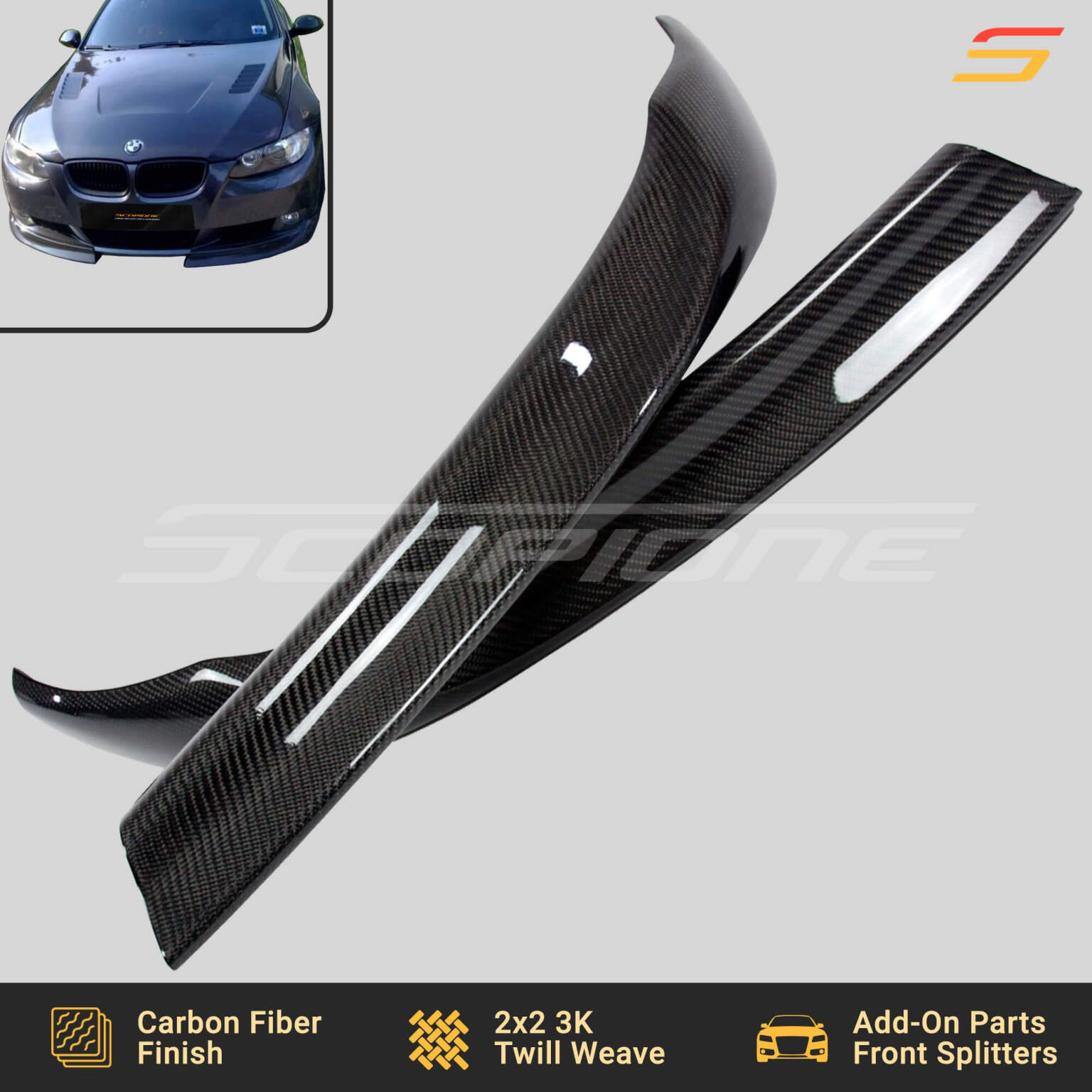 Carbon Fiber CSL Splitters for Pre-LCI BMW E92 E93 | Scopione