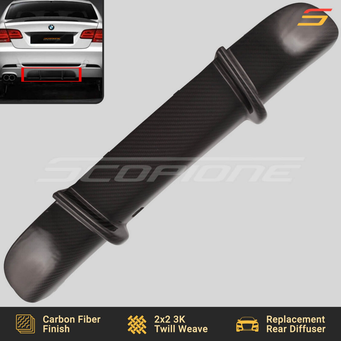 Scopione Carbon Fiber Rear M-Tech Bumper Diffuser for BMW 3 Series E92 E93