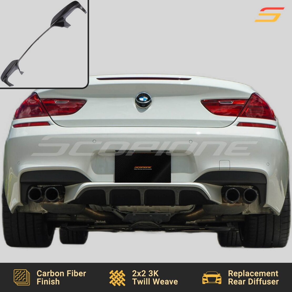 Scopione Carbon Fiber Rear Bumper Diffuser for BMW M6 F06 F12